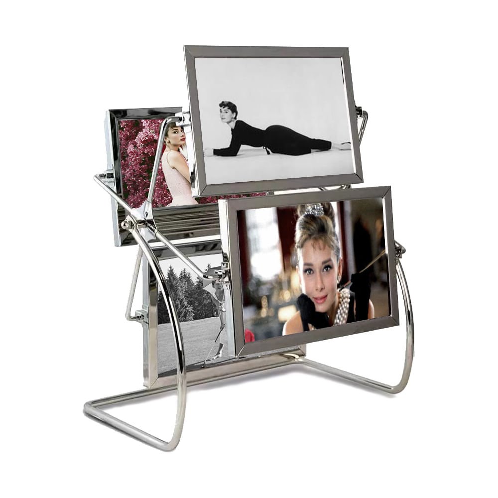 PORTA RETRATO GIRATÓRIO DE ALUMINIO PARA 8 FTS - Camicado