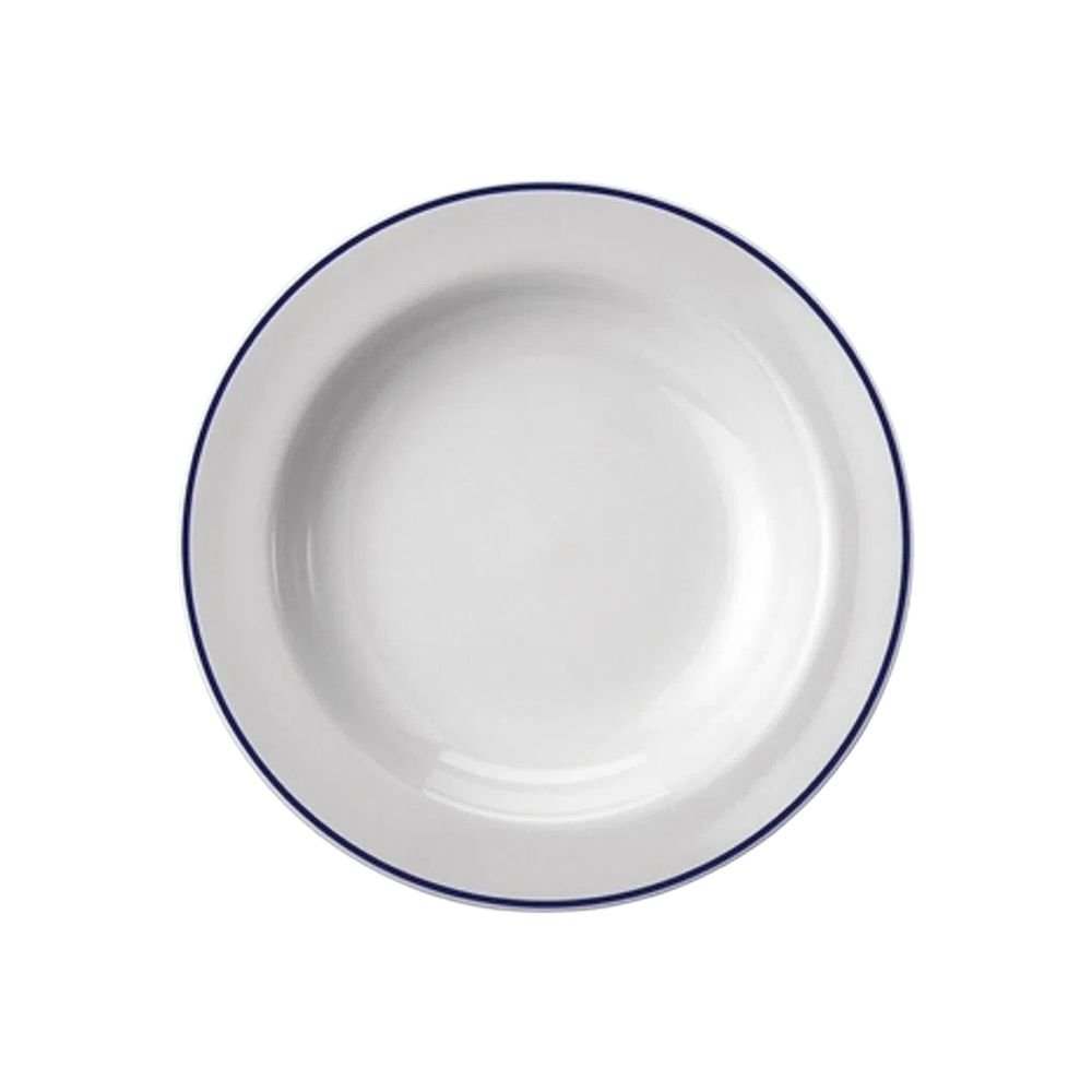 PRATO RASO FILETE AZUL DE PORCELANA COM 6 SCHMIDT - Camicado
