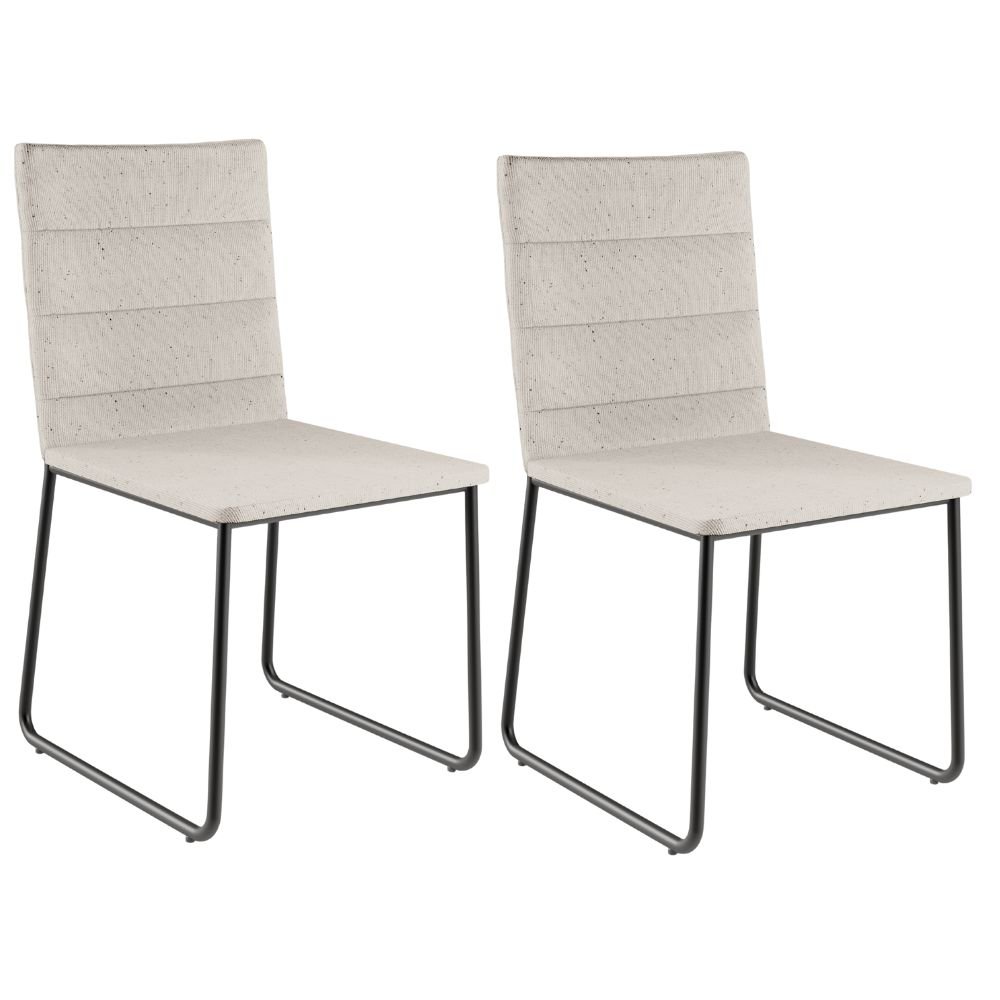 Kit 02 Cadeiras Decorativa Estofada Para Sala De Jantar Preto Maya L02 ...