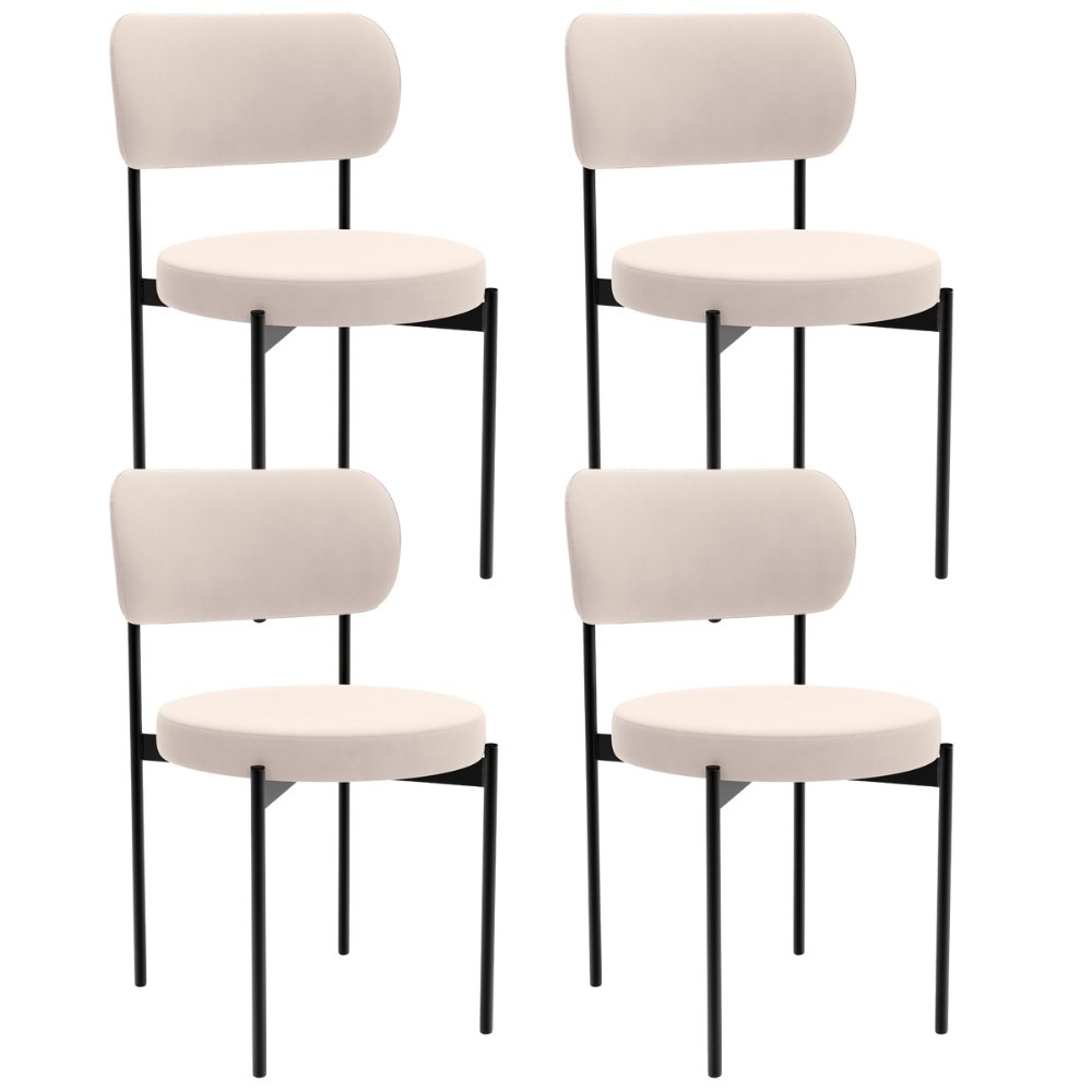 Kit 04 Cadeiras Estofadas Para Sala De Jantar Louvre L02 Suede Bege - Lyam Decor - Camicado