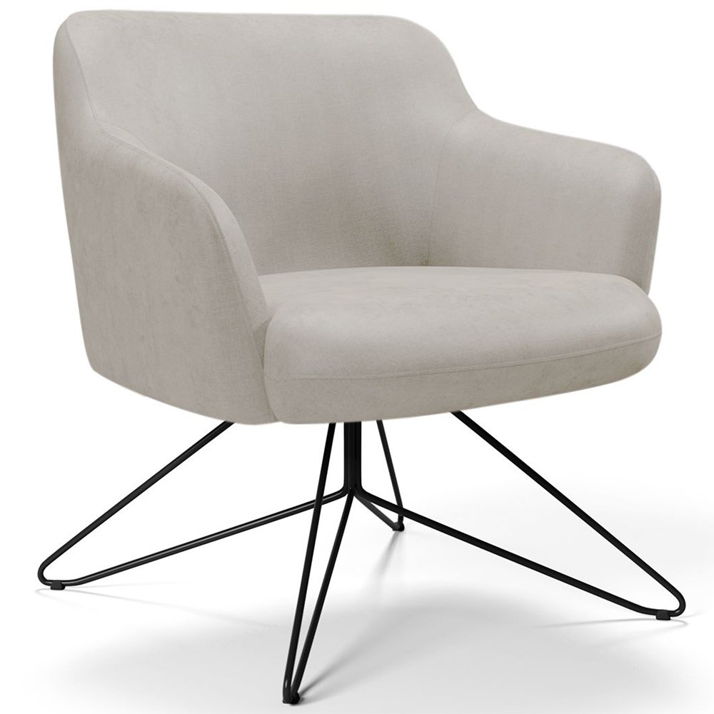 Poltrona De Sala Decorativa Jade Base Orby Facto Dunas Bege ...