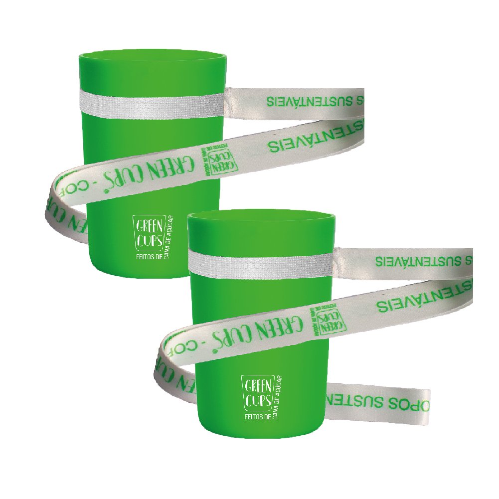 2 Copos Eco Verde com Cordão Green Cups 200 ml - Camicado