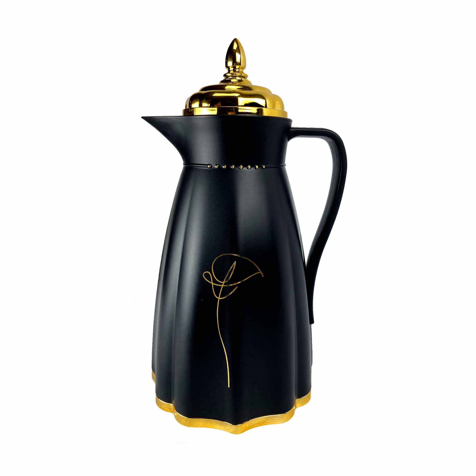 Garrafa Térmica Preto com Detalhes Dourado - 30x17cm - Inox - Mantenha ...
