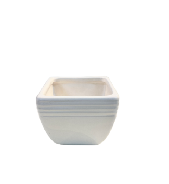 Cachepo Quadrado Frisado Cactus Branco 10cm - Camicado