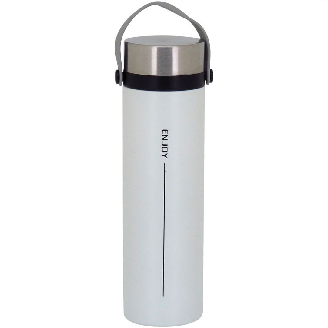 Garrafa Térmica 23x6x6 cm 450ml Inox Branco Parede Dupla Enjoy - GS - Camicado