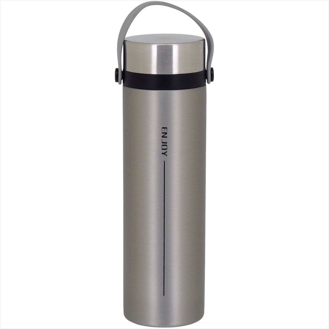 Garrafa Térmica 23x6x6 cm 450ml Inox Prata Parede Dupla Enjoy - GS - Camicado