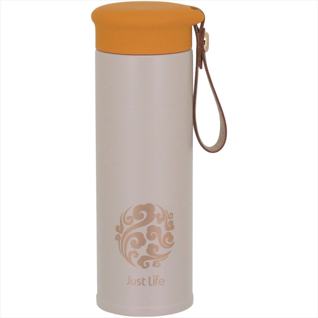 Garrafa Térmica 20x6x6 cm 450ml Inox Bege Parede Dupla Just Life - GS - Camicado