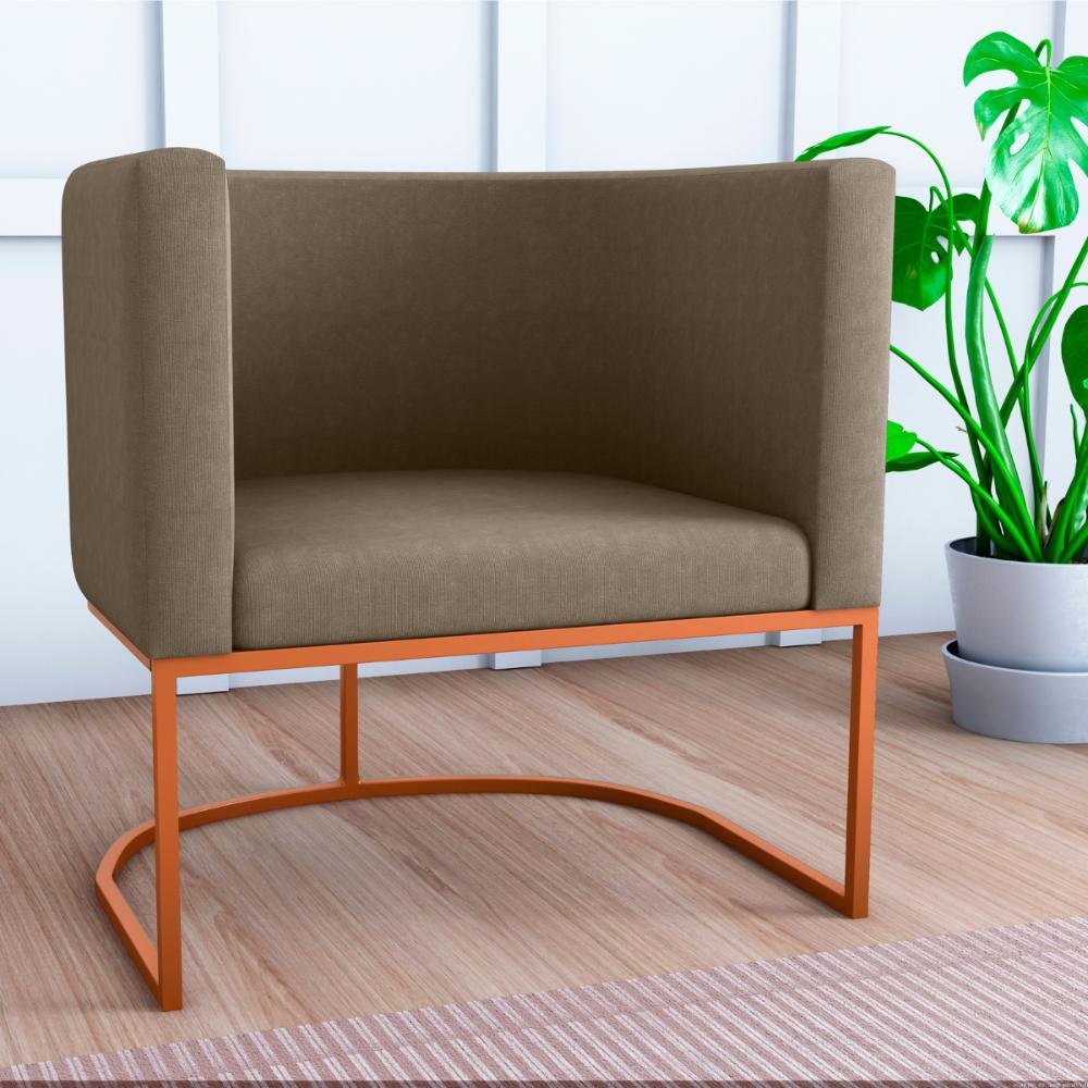 Poltrona Decorativa para Sala Lyra Suede Cappuccino - Camicado