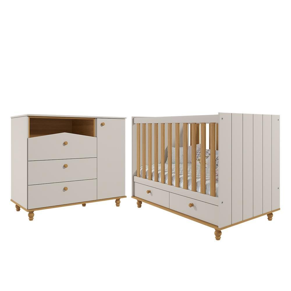 Jogo De Quarto Infantil Cômoda Casinha 1 Porta E Berço Americano Candy