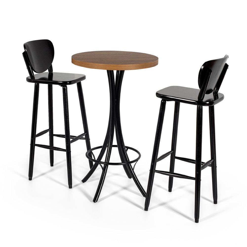 Mesa Bistrô com 2 Cadeiras Redonda Preto - Camicado
