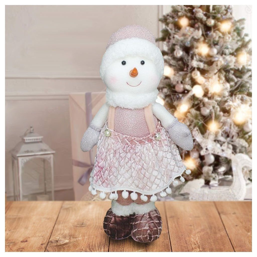 Decoração Natal Boneco De Neve Rosa Natalina 45cm - Camicado