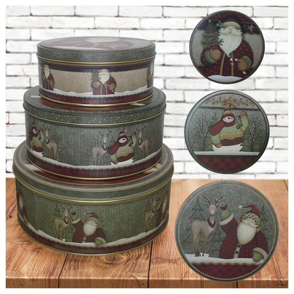 Conjunto De Latas Natalinas Papai Noel Para Doces Chocolates - Camicado