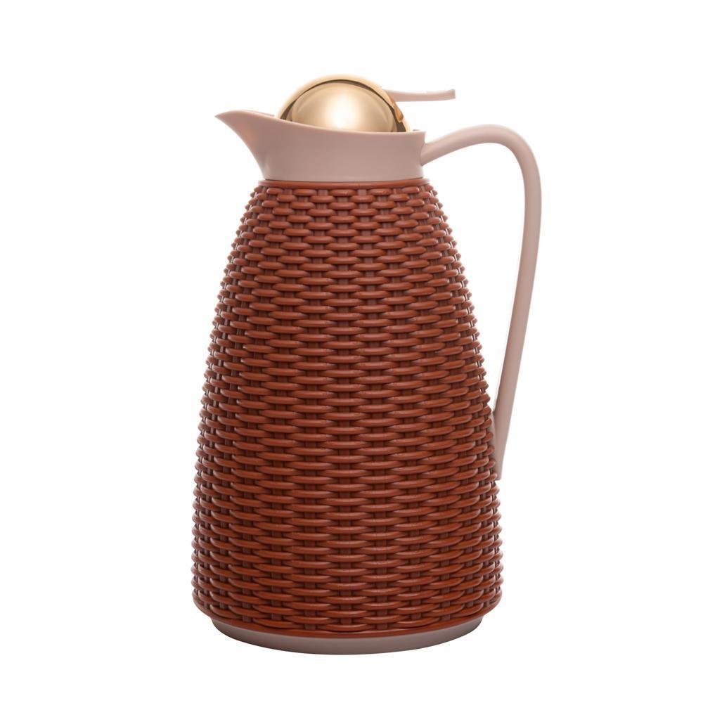 Garrafa Térmica Marrom Com Tampa Dourada New Rattan 1L - Camicado