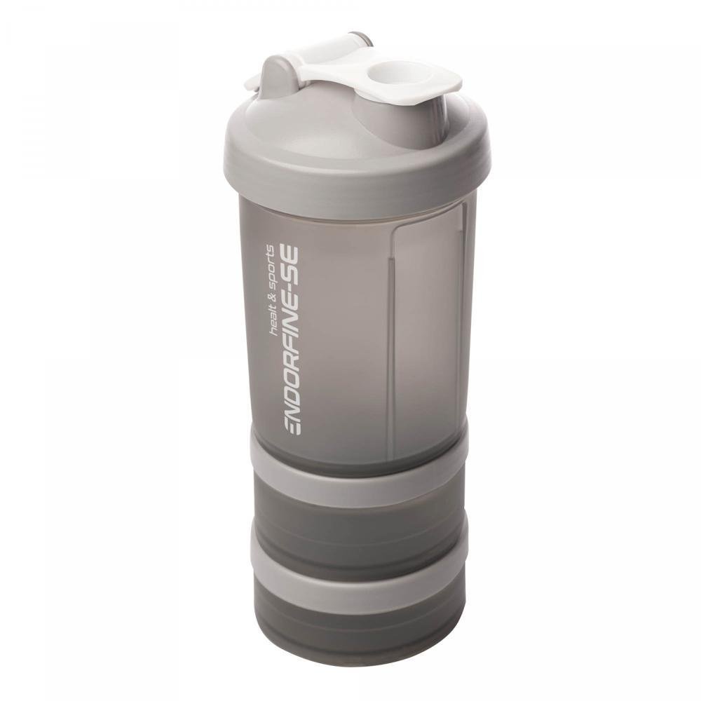 Garrafa Shaker 3 em 1 de Plástico Performance Cinza 620ml - Camicado