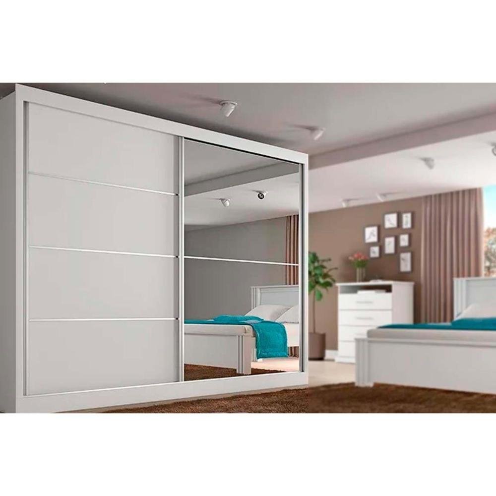 Guarda Roupa Casal 2 Portas (1 c/ Espelho) e 4 Gavetas Verona Plus ...
