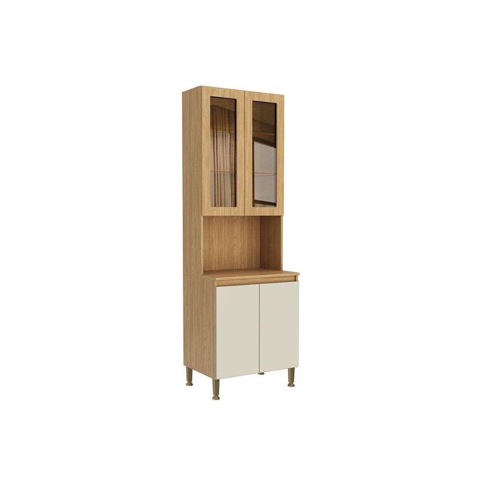 Cristaleira de Cozinha Rebeca c/ 4 Portas ( 2 c/ Vidro ) 70cm Mel/Off ...