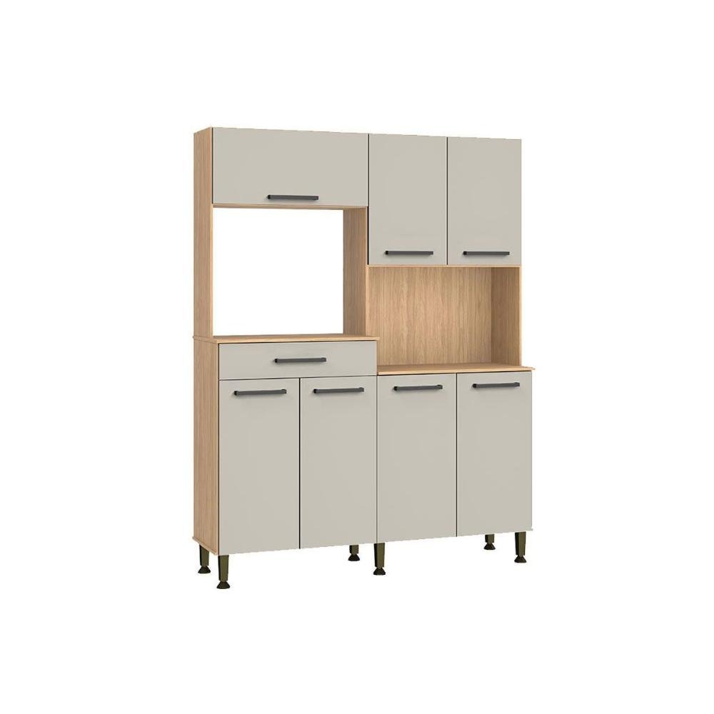 Cozinha Compacta Isla c/ 7 Portas e 1 Gaveta Mel/Off White - Movelbento ...
