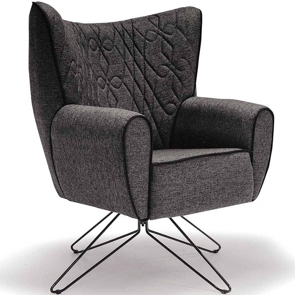 Poltrona Para Sala Decorativa Kora Base Orby Linho Rústico Matelassê ...