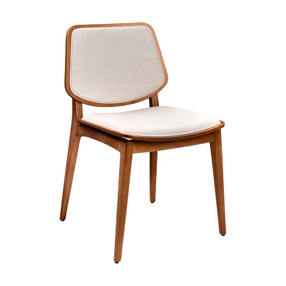 Cadeira para Mesa de Jantar Tami 48cm Madeira Maciça | Linho Off White ...