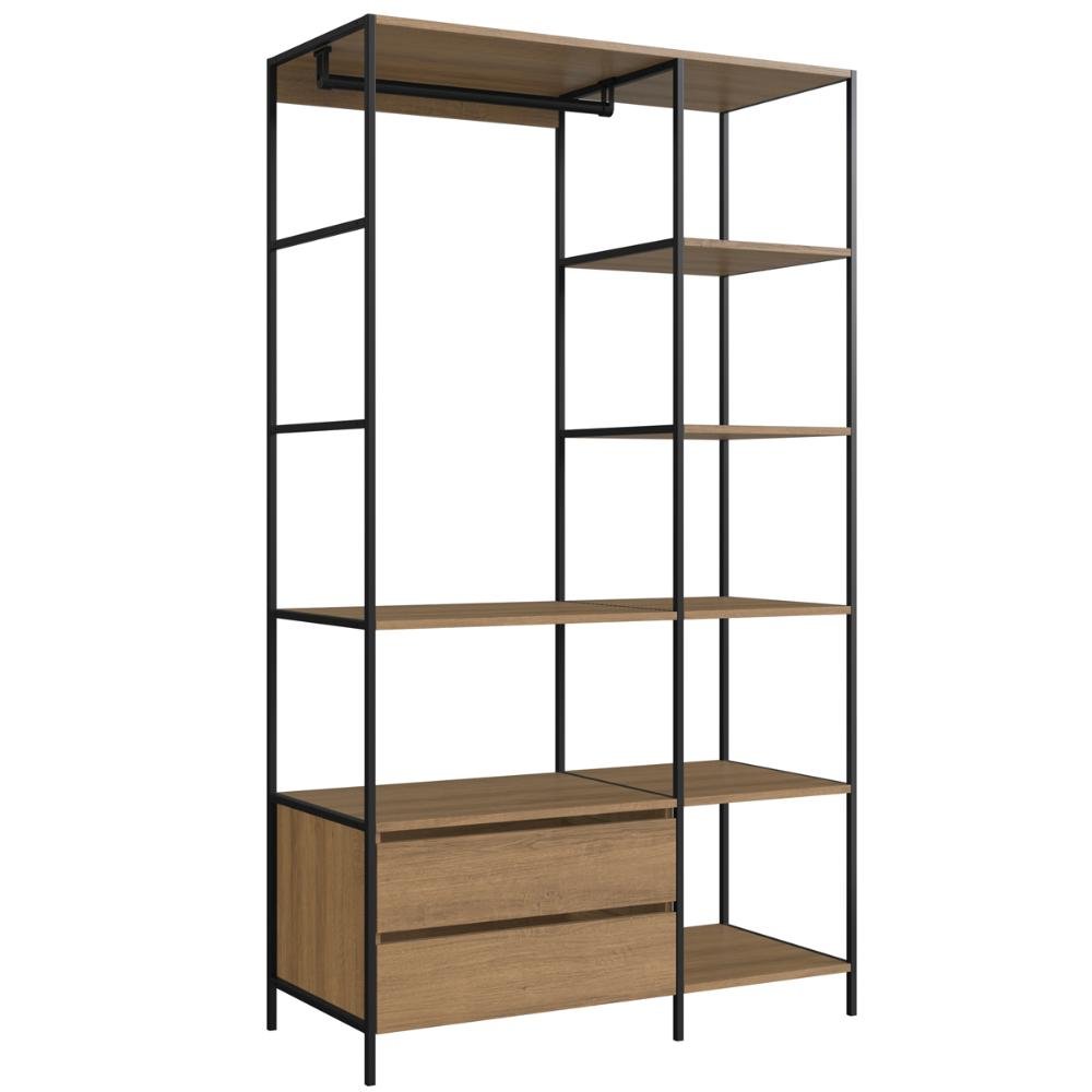 Guarda Roupa Closet Industrial Metalon P1025 Preto e Mel Placa e Ponto ...