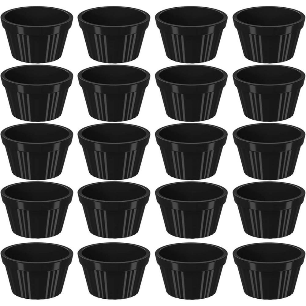 20 Ramequim Plástico 90ml Preto Canelado Uno Coza - Camicado