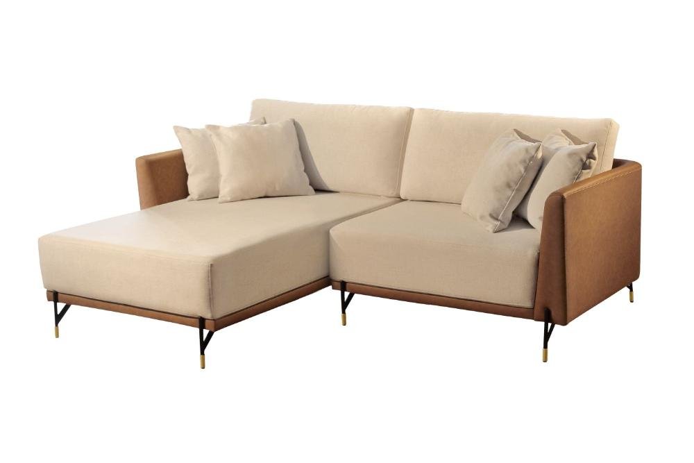 Sofá Laurence com chaise do lado esquerdo linho verde 5174 2.40 metros - Camicado