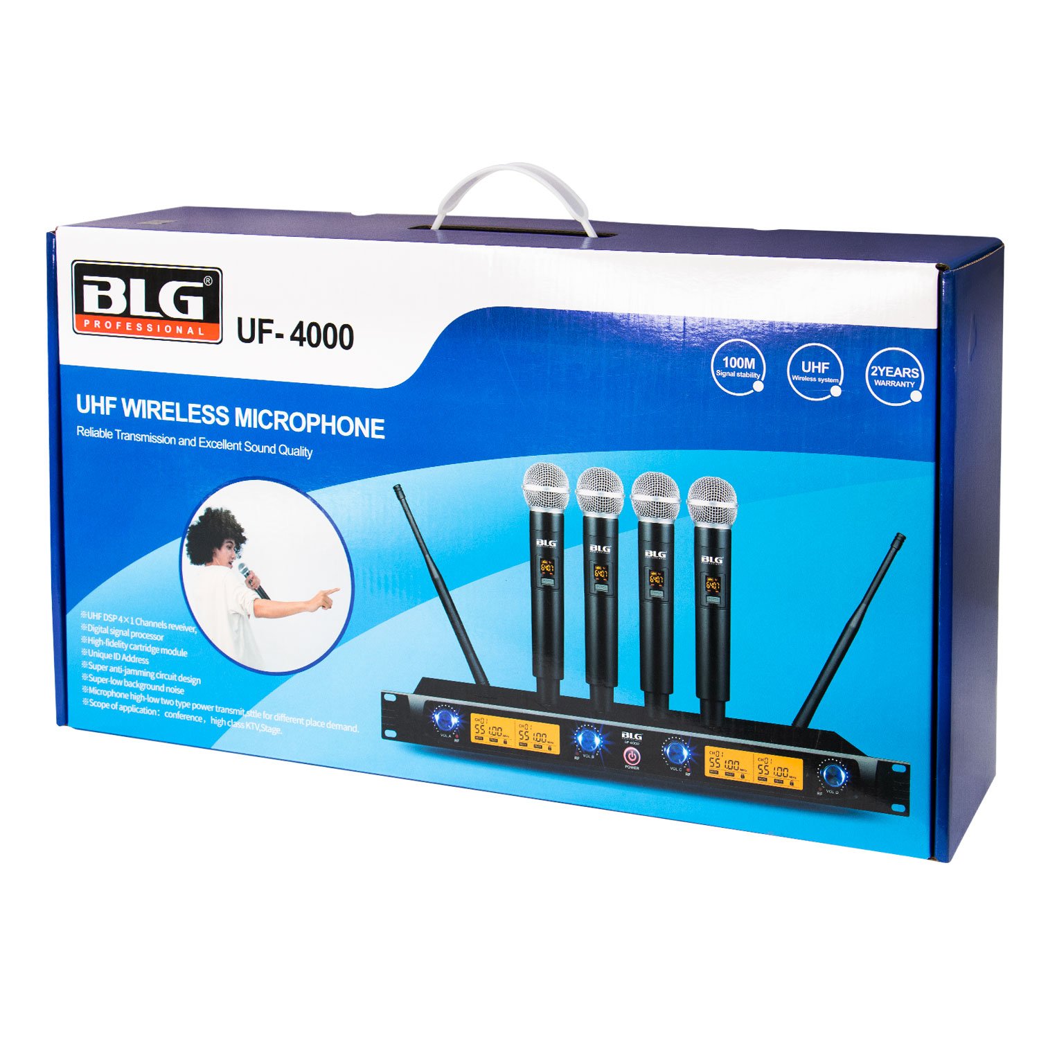 Microfone BLG UF-4000 - Sem Fio - 4 Microfones - Uhf - Preto - Camicado