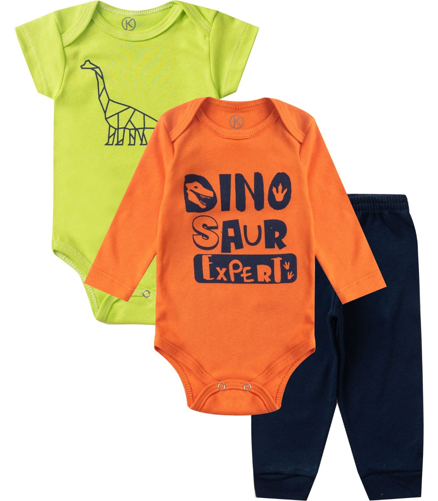 Kit Body Infantil 3 Peças Kappes Laranja Laranja