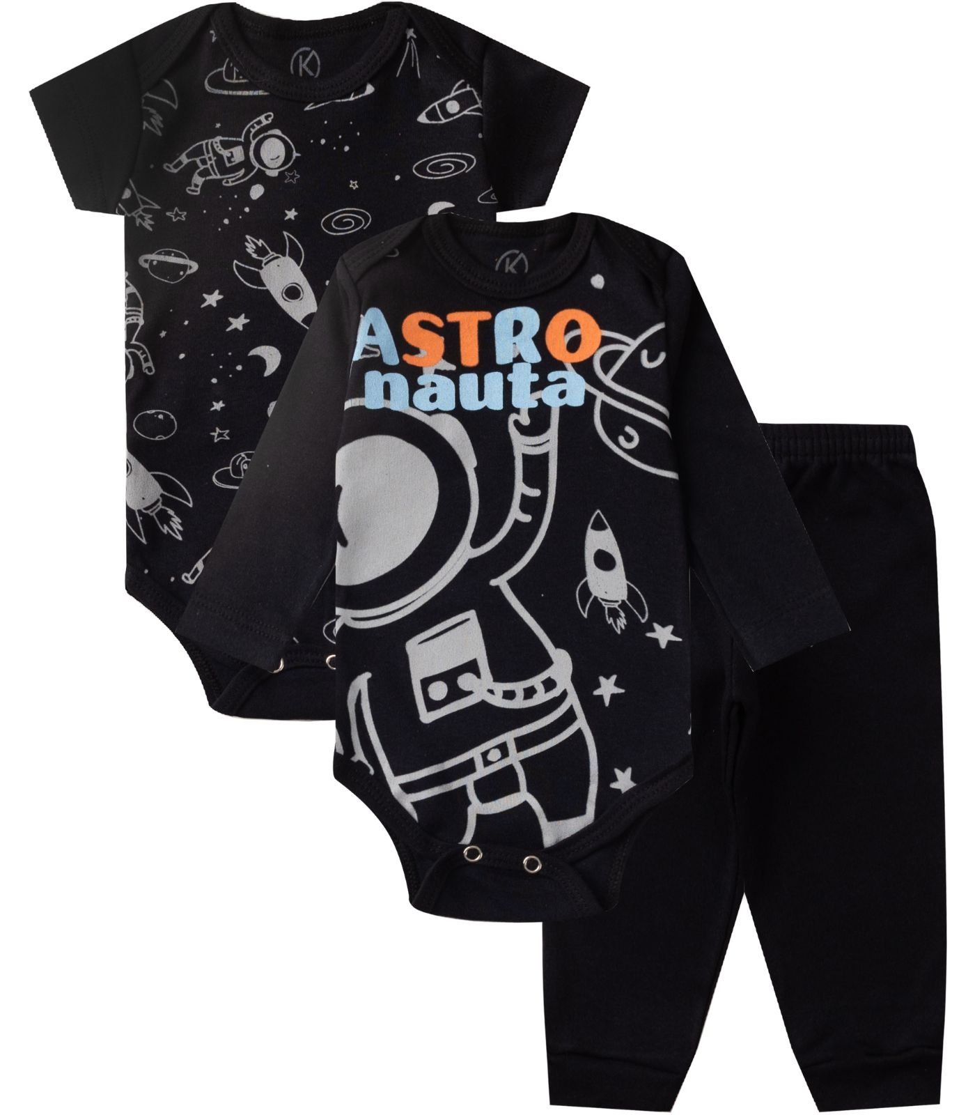 Kit Body Infantil 3 Peças Kappes Preto Preto