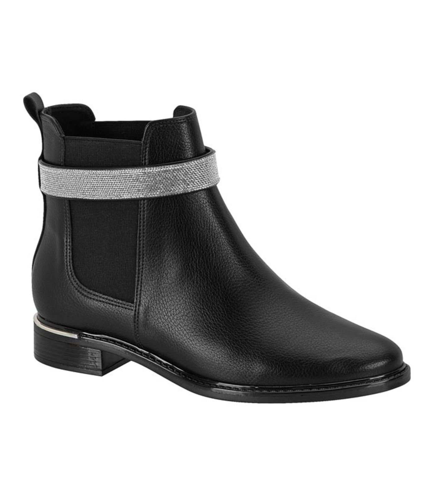 Bota Feminina Chelsea Com Strass Vizzano Preto Preto