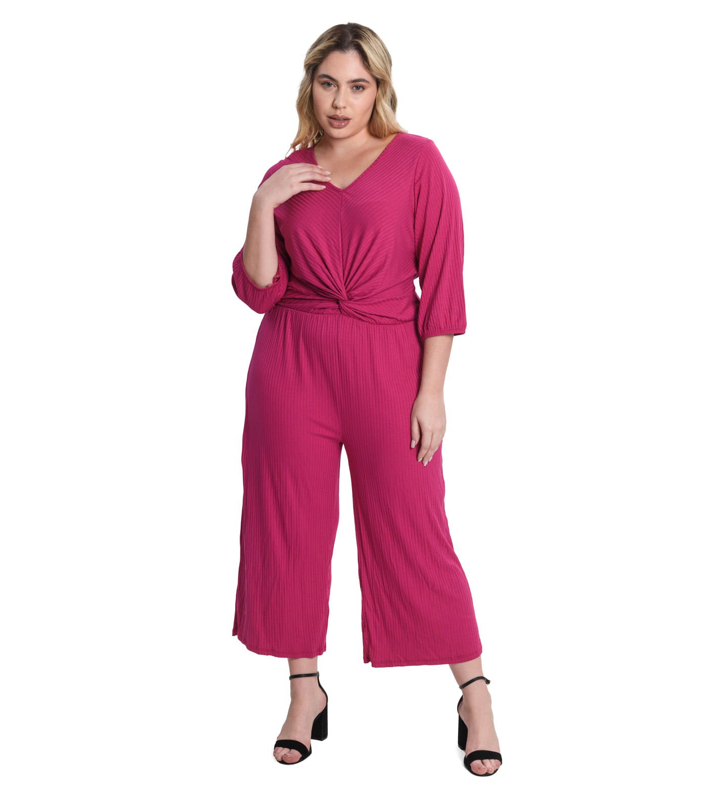 Macacão Feminino Plus Size Secret Glam Rosa Rosa
