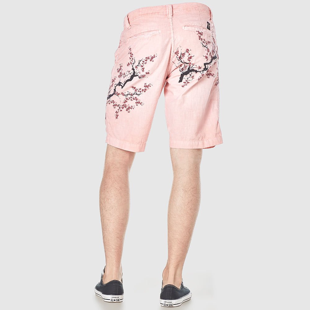 Bermuda Masculina Sarja Cherry Tree Estonada - Salmão Convicto Rosa
