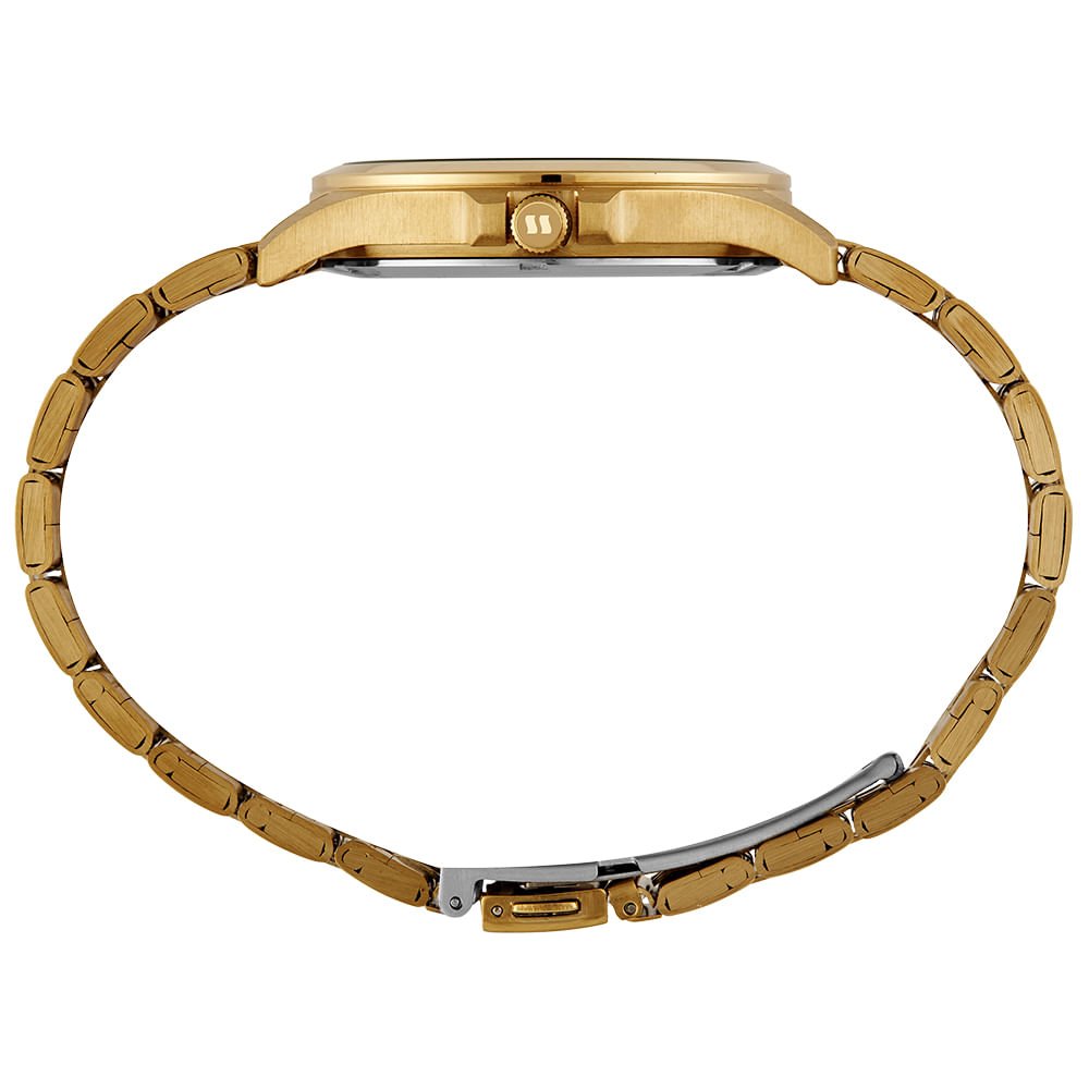Relógio Masculino Analógico Aço Dourado Mostrador Preto Dourado