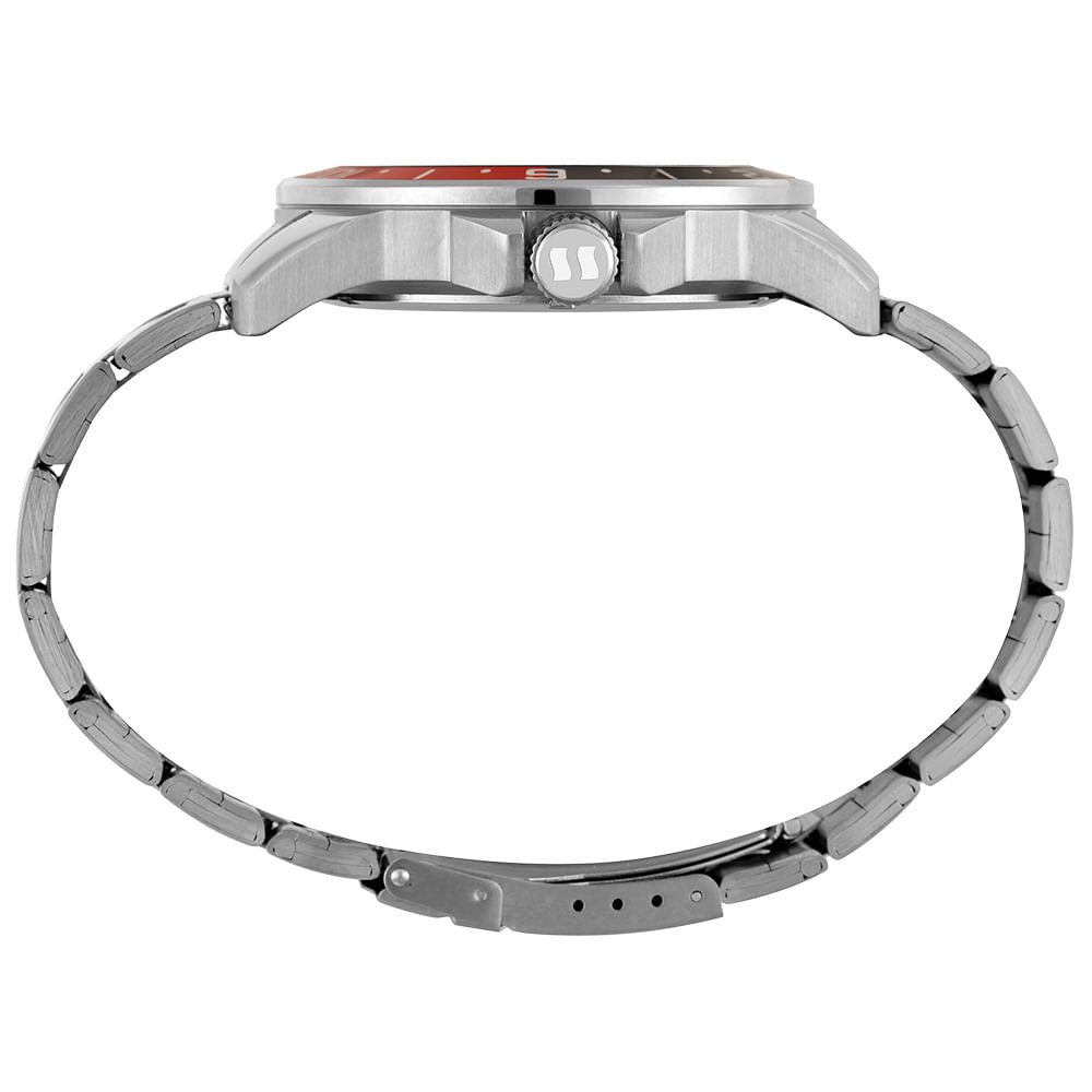 Relógio Masculino Bicolor com Calendário e Bezel Prata