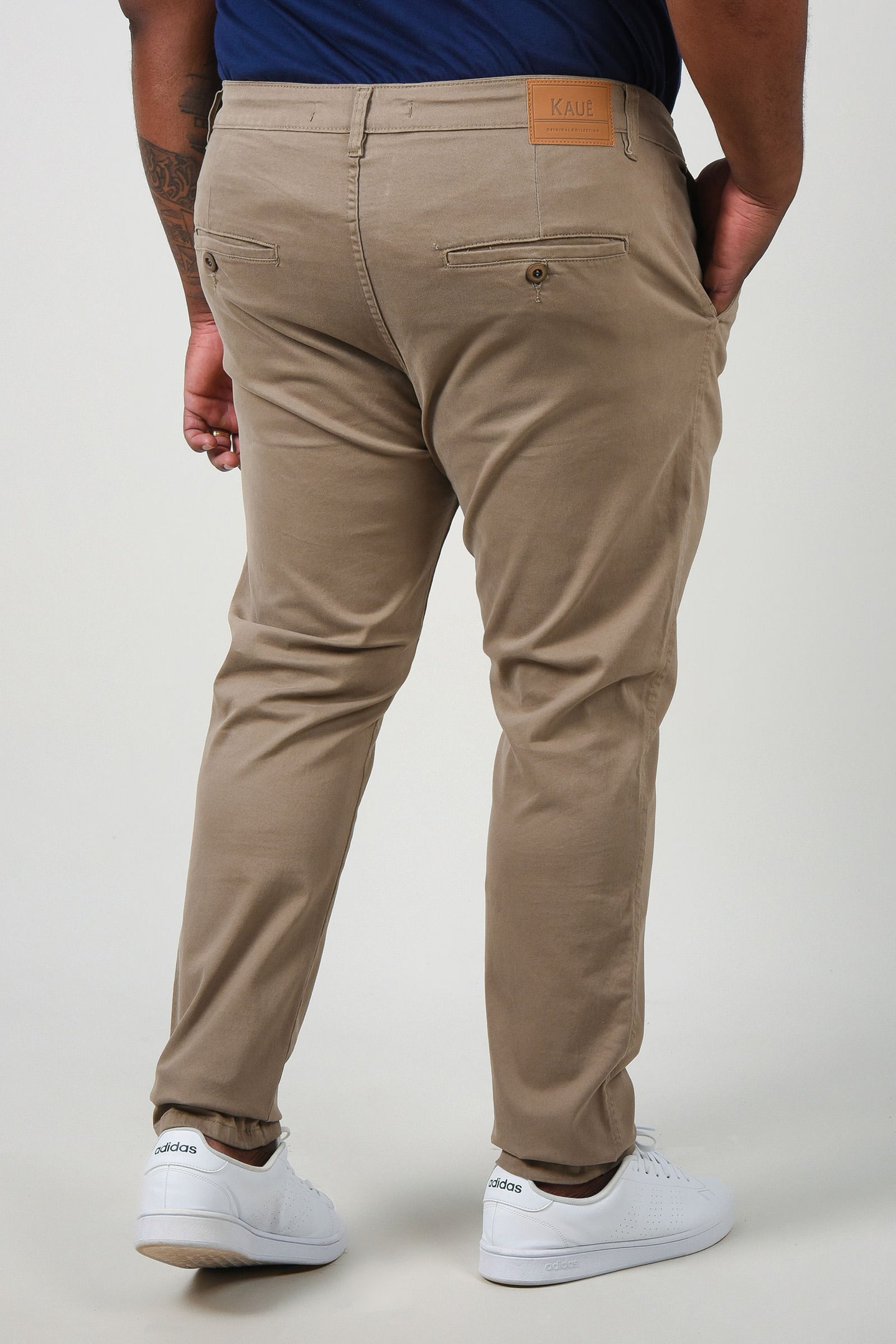 Calça sarja masculina confort esporte fino kaki