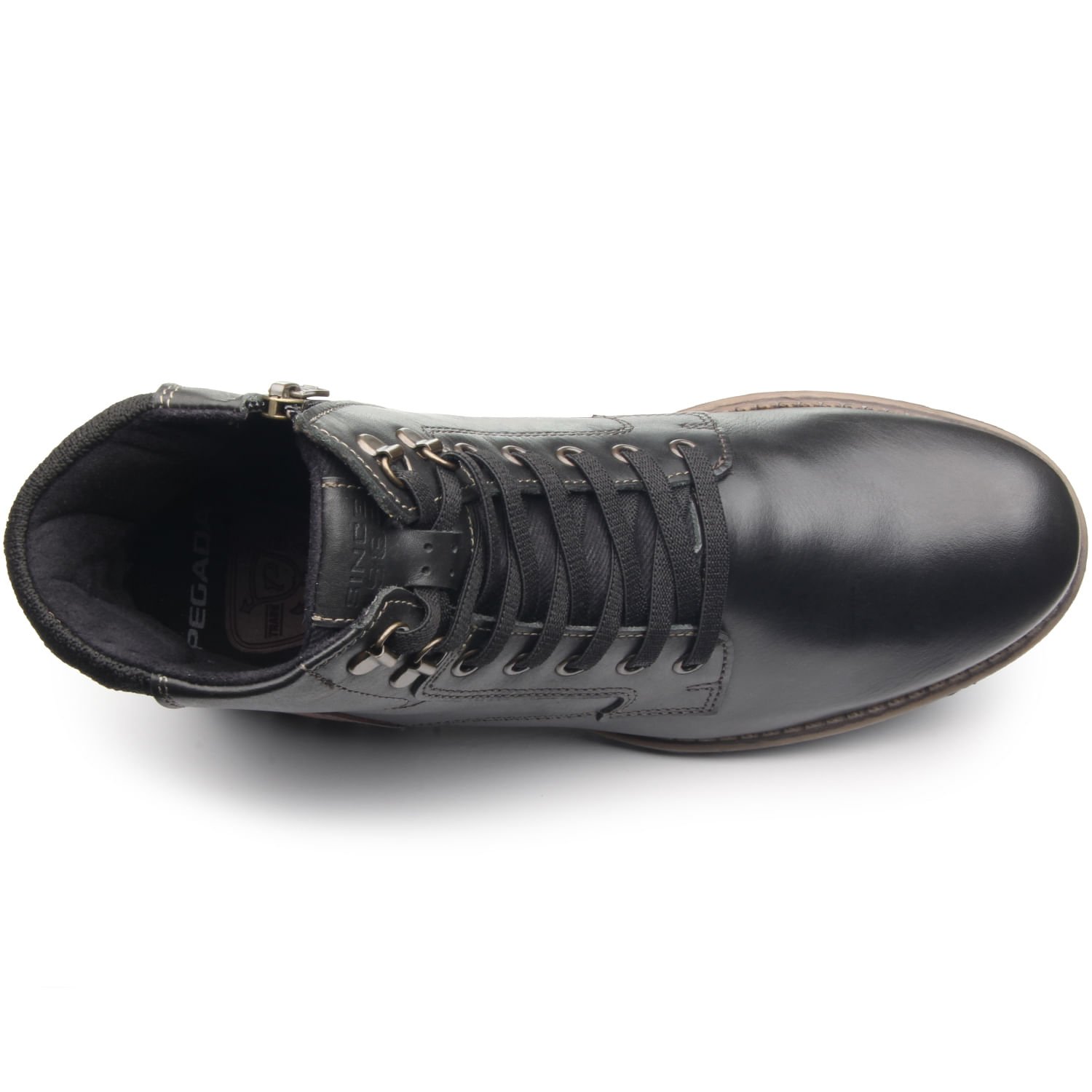 Coturno Pegada Masculino em Couro Preto 180747-02 Preto