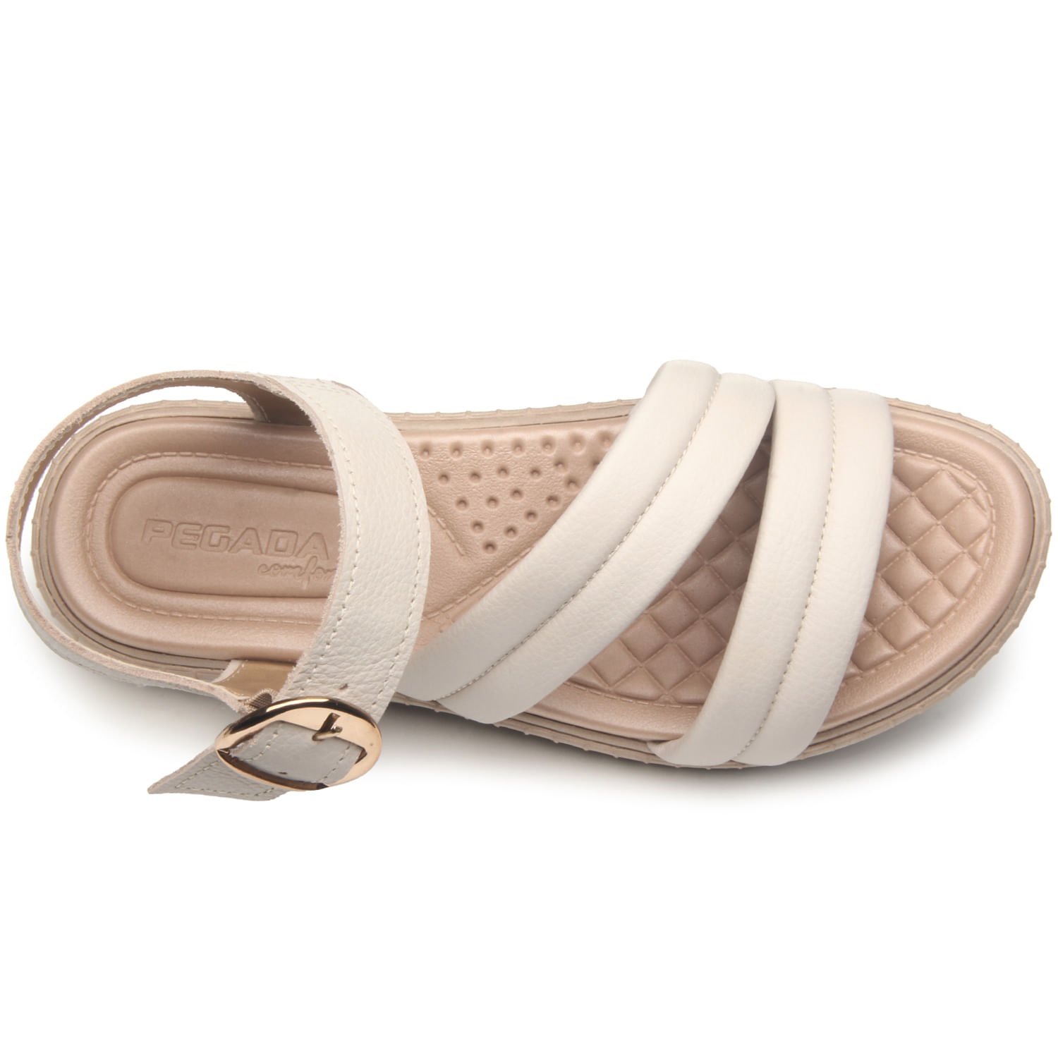 Sandália Pegada Feminina em Couro Off White 233665-02 Branco