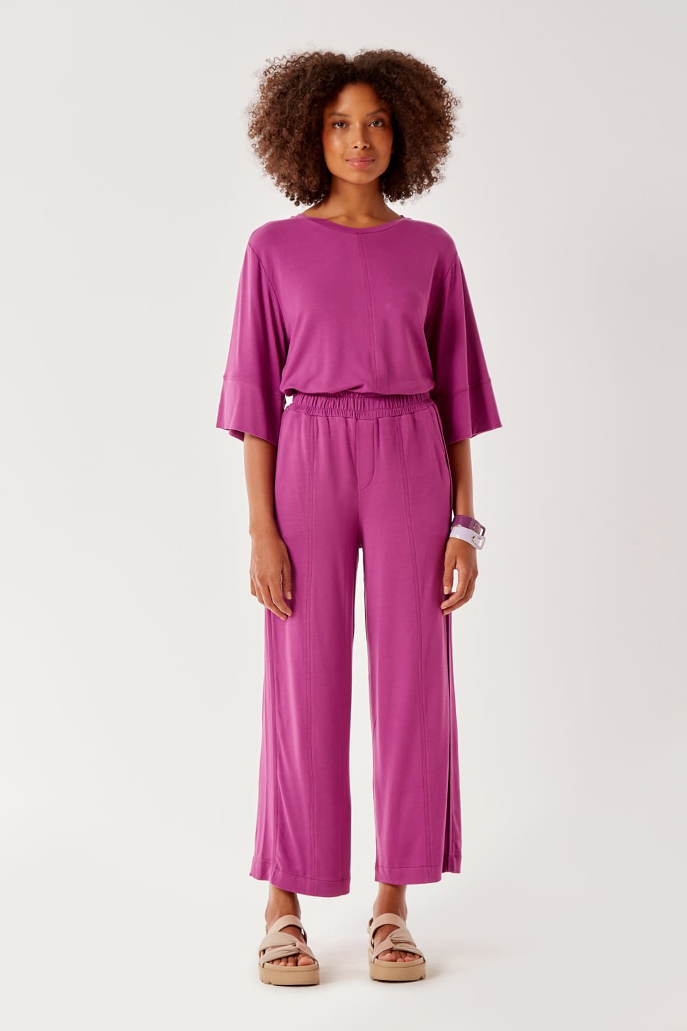 Calça Malha Contraste Debrum Roxo