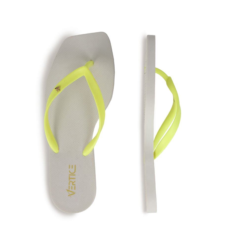 Chinelo Tira Lisa Lima/offwhite Branco