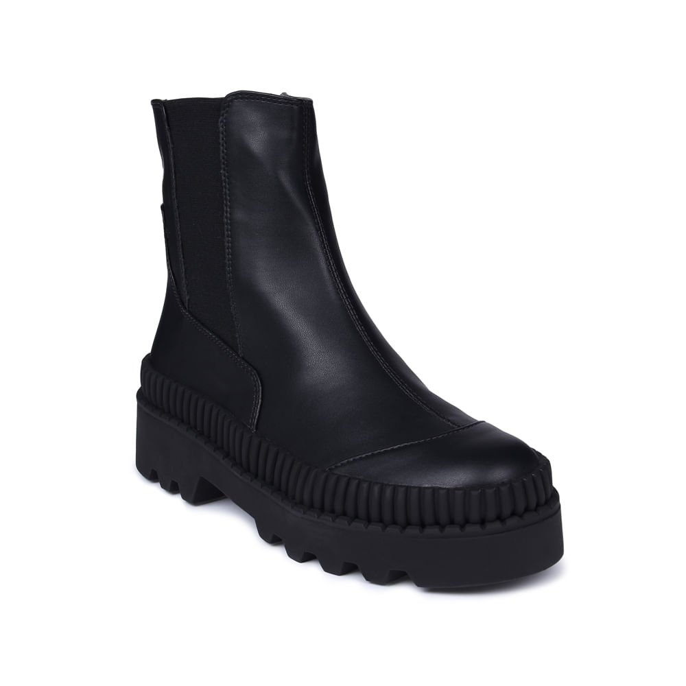 Ankle Boot Chelsea com Solado Chunk Preto Preto