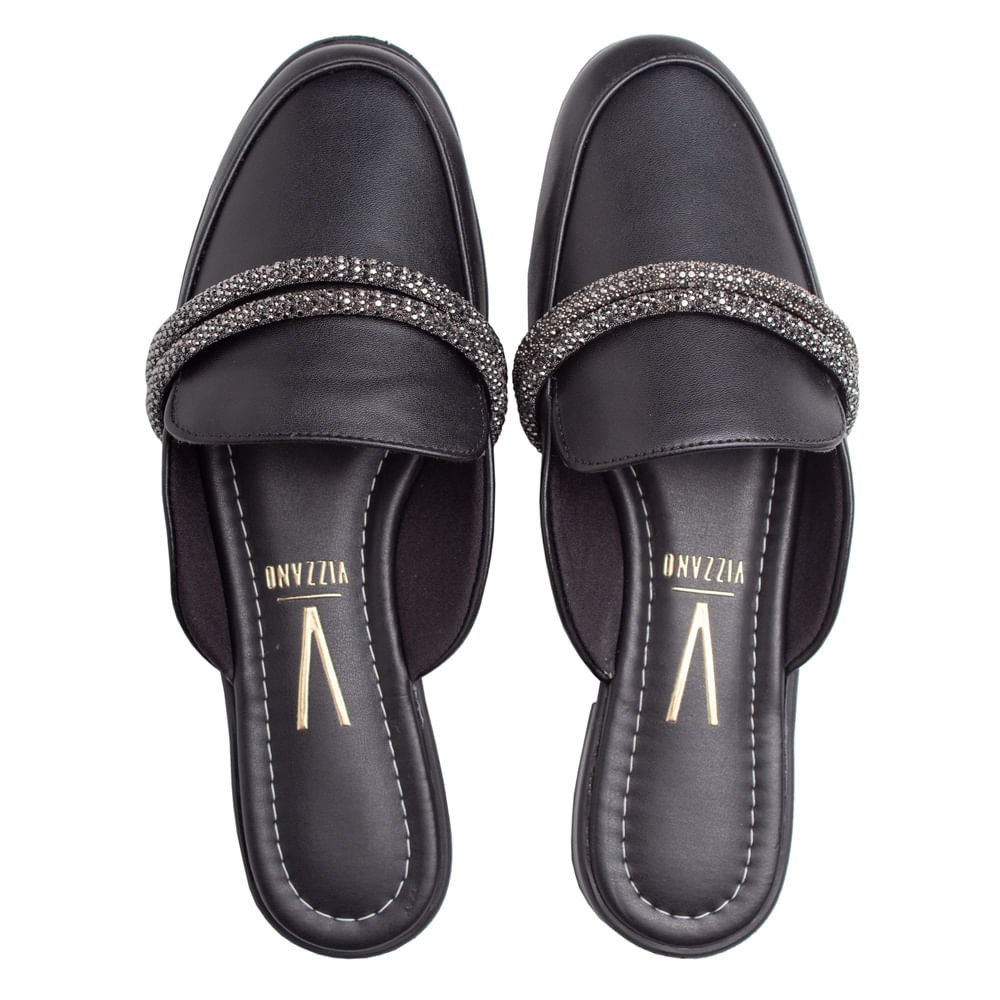 Mule Feminino Vizzano com Strass Preto Preto