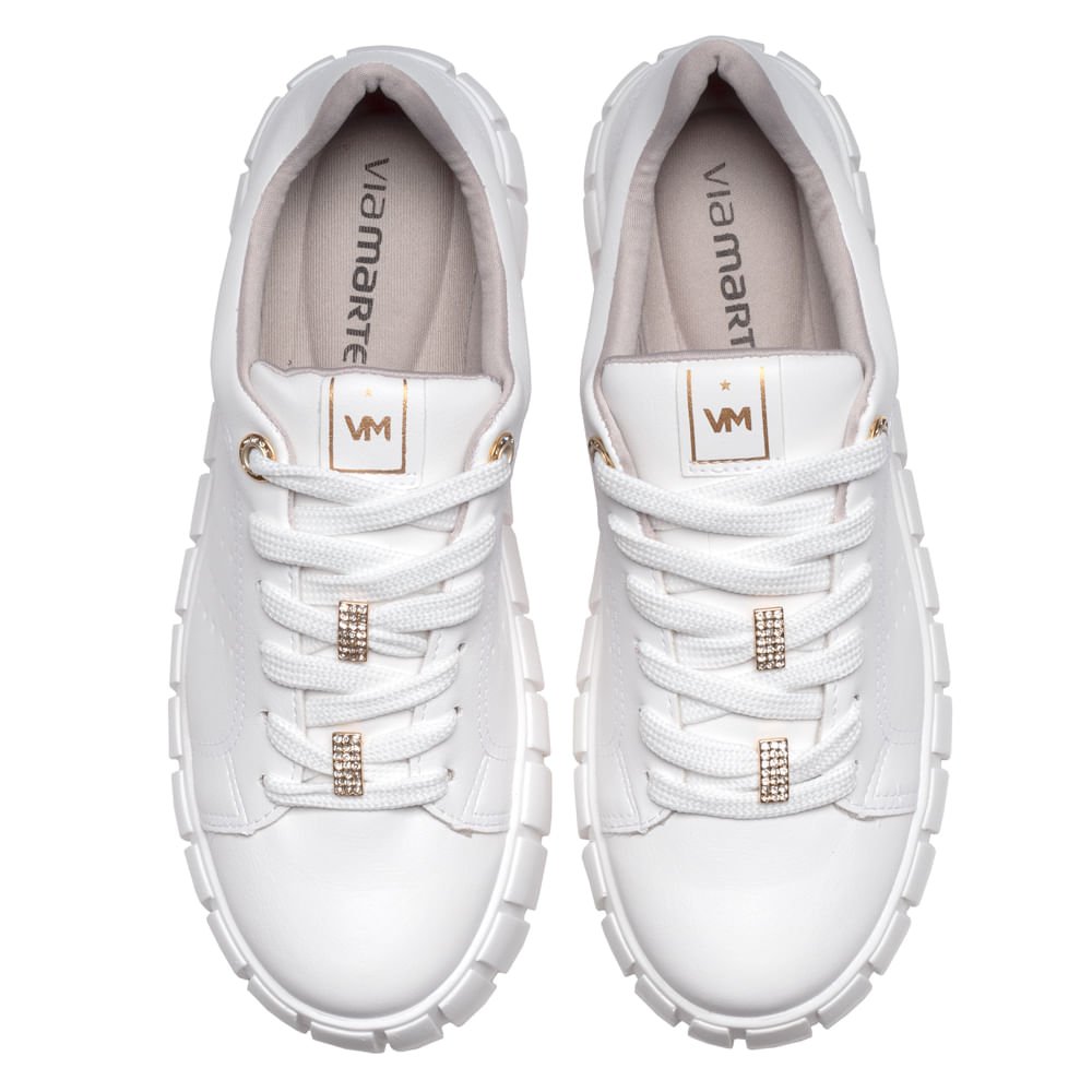 Tênis Feminino Via Marte Flatform com Srass Branco Branco