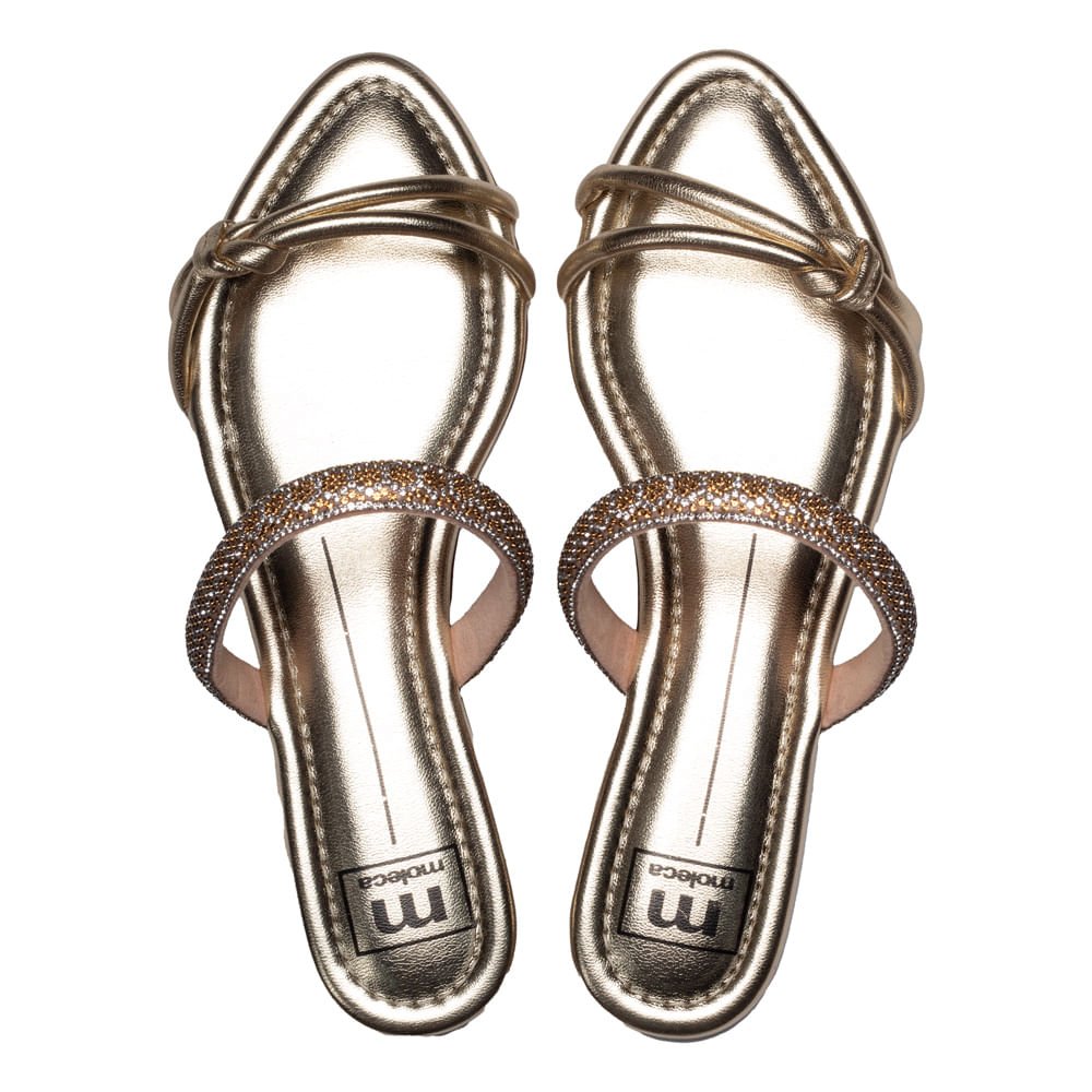 Rasteira Feminina Moleca Metalizada Dourado Dourado