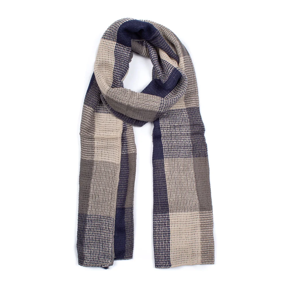 Cachecol Feminino Pashmina Xadrez Azul/cinza Multicores