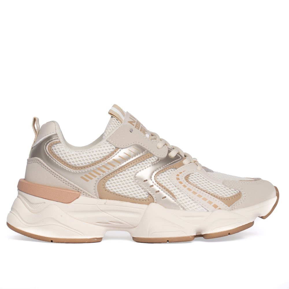 Tênis Feminino Ramarim Almond SNK Bege/Rosa Bege