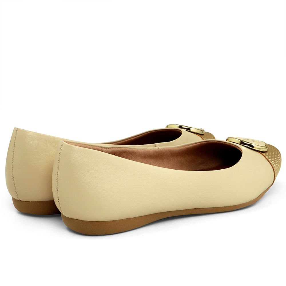 Sapatilha Bicolor Bege Couro Monograma Bege