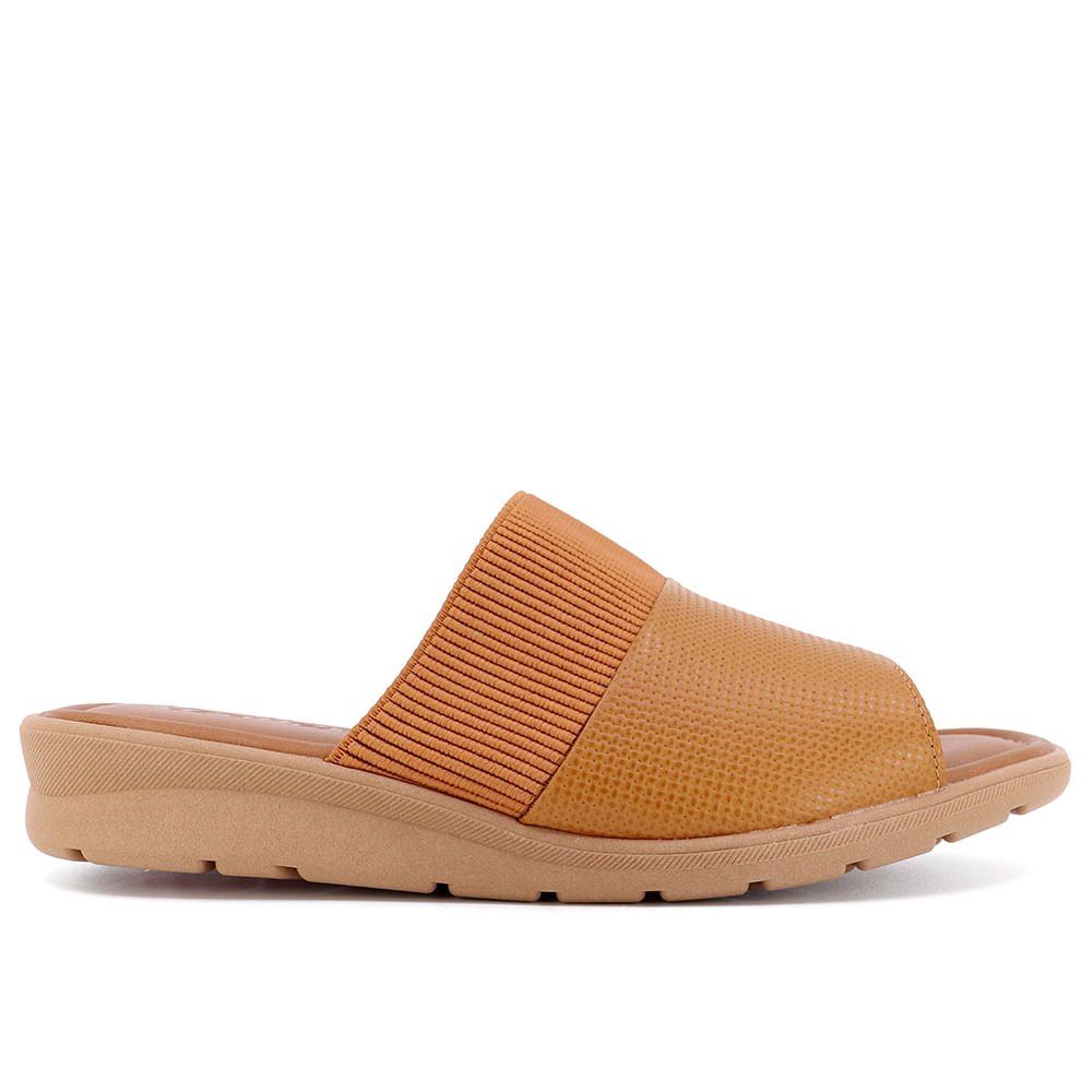 Chinelo Slide Marrom Salto Plataforma Multimateriais Marrom
