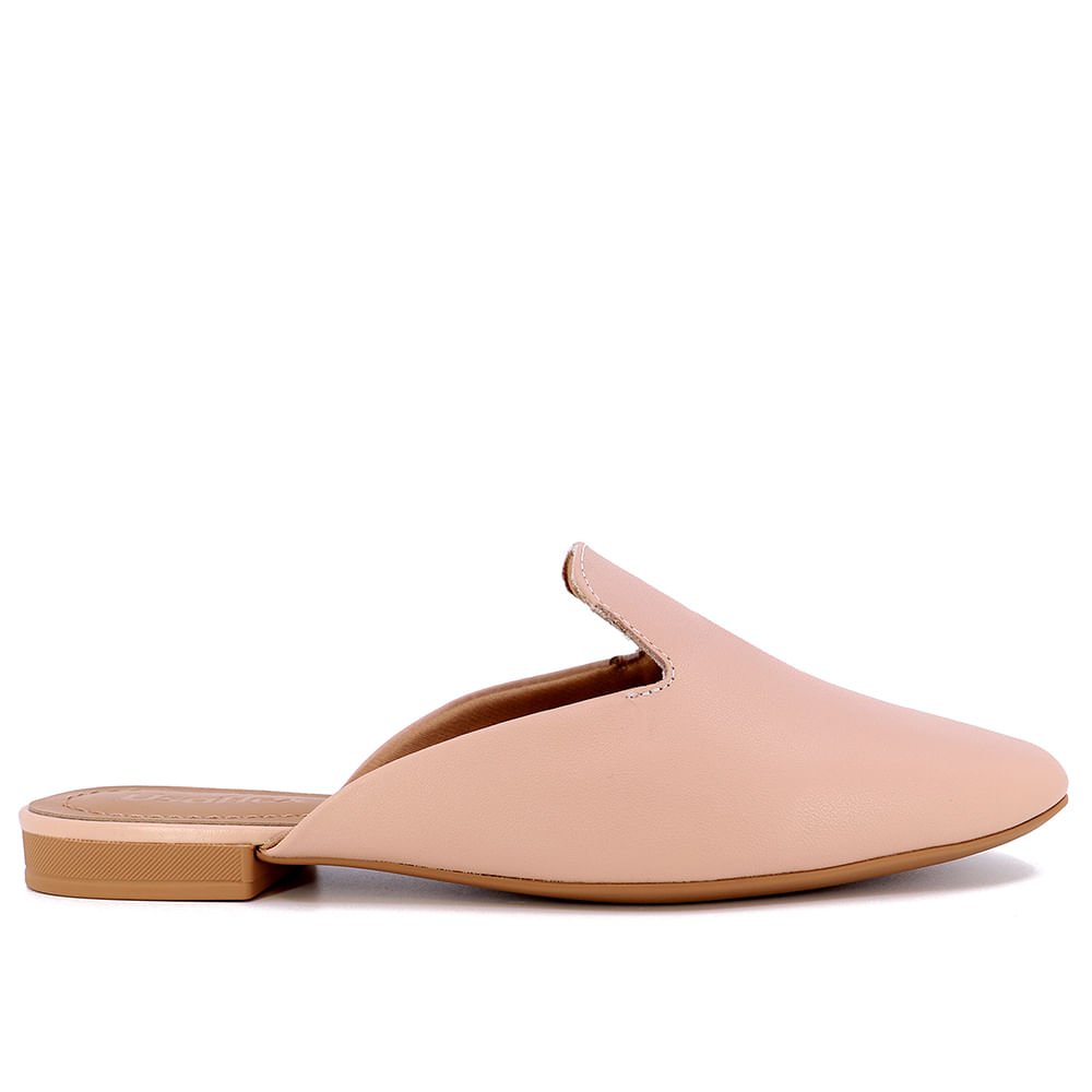 Mule Rosa Bico Quadrado Couro Rosa