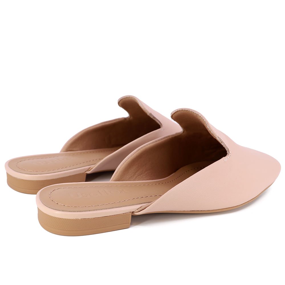 Mule Rosa Bico Quadrado Couro Rosa