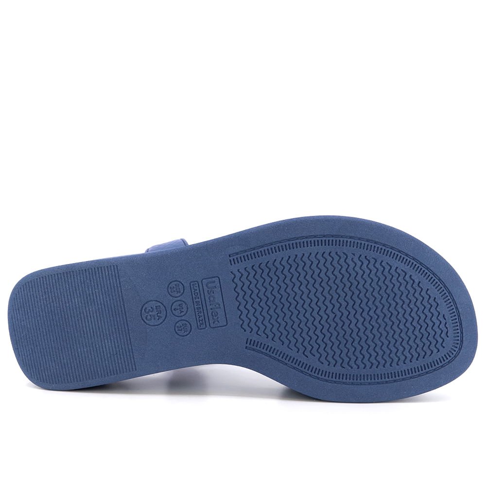 Sandália Plataforma Couro Azul Detalhe Elástico Azul